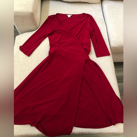 Rena Rowan | Dresses | Rena Rowen Cherry Red Midi Wrap Spandex Dress ...